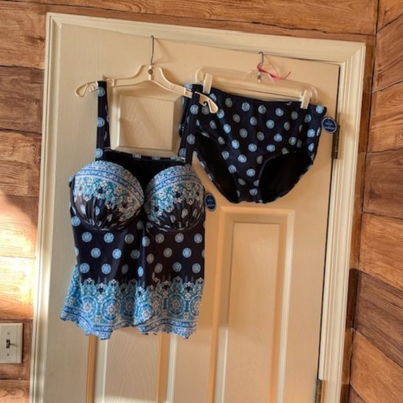 Swimsuits For All | Swim | Bohemian Tankini Swim Top And Bottom Blue ...